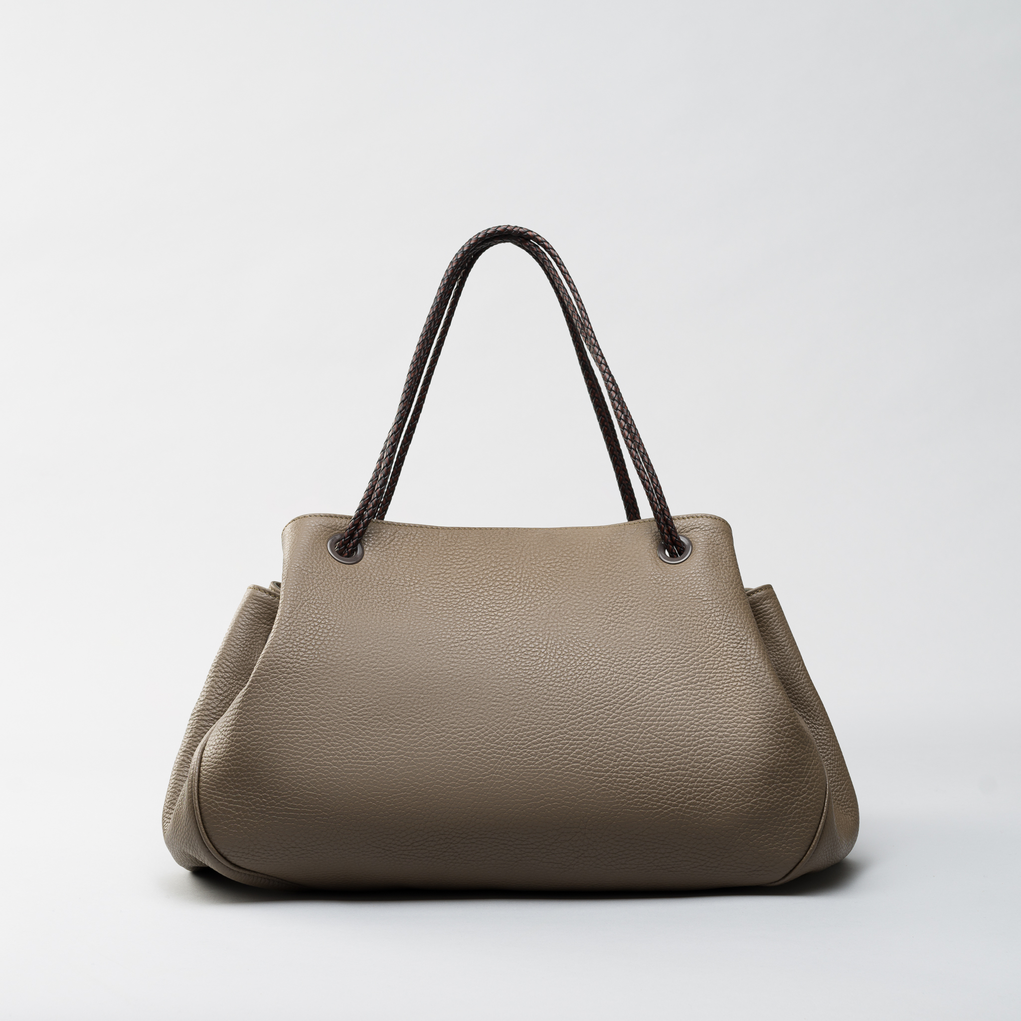 Lori Sindar bag in grey beige grained leather - Caroline De Marchi