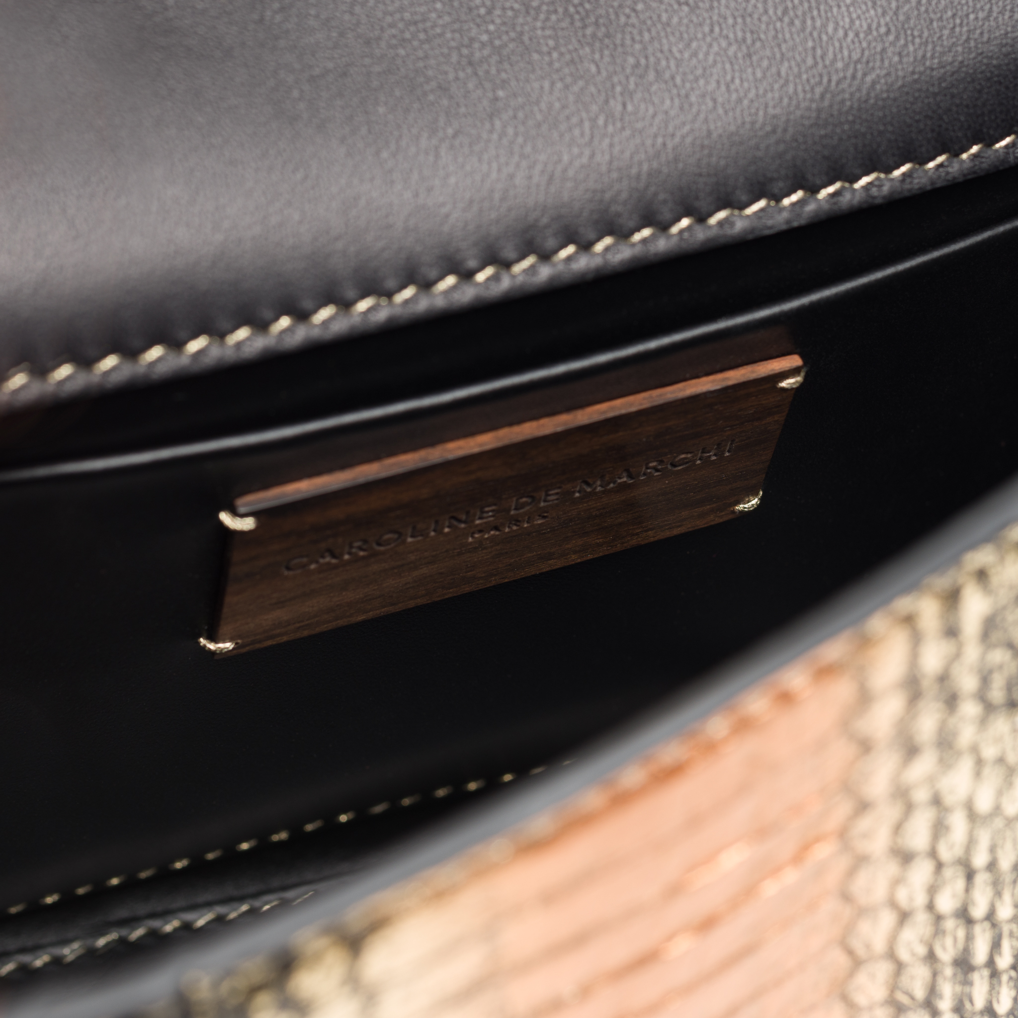 Mini Reka Varda bag in leather/snake - Caroline De Marchi